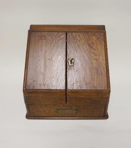 Antique Oak Table Top Stationery Box
