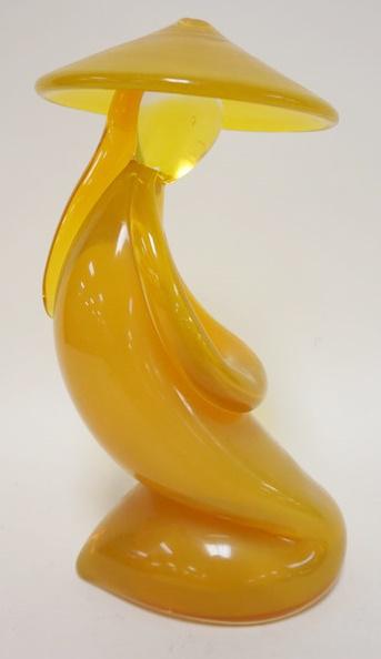 Solid Art Glass Figure Of Asian Woman