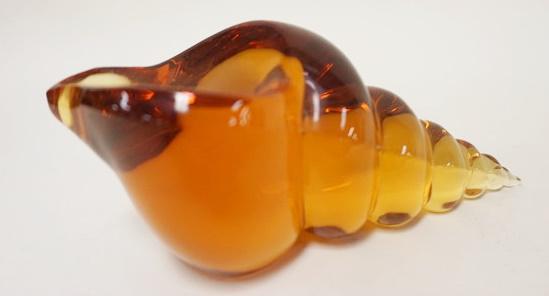 Signed St Louis Amber Glass Paperweight