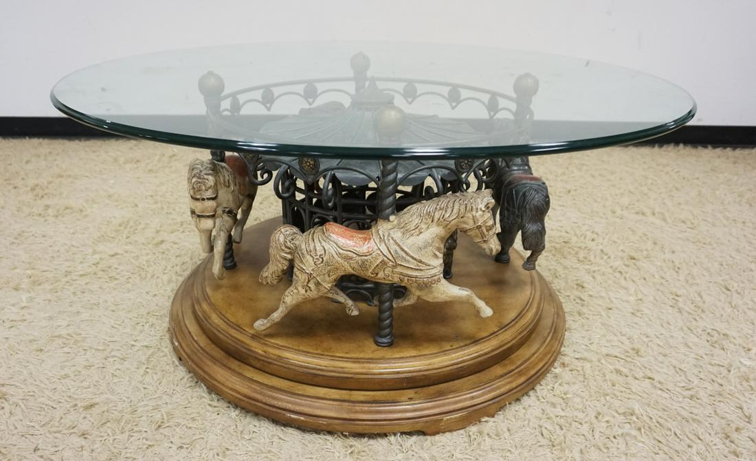 Carousel coffee table with glass top store