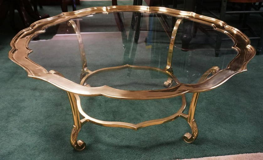 Brass Scalloped Edge Coffee Table