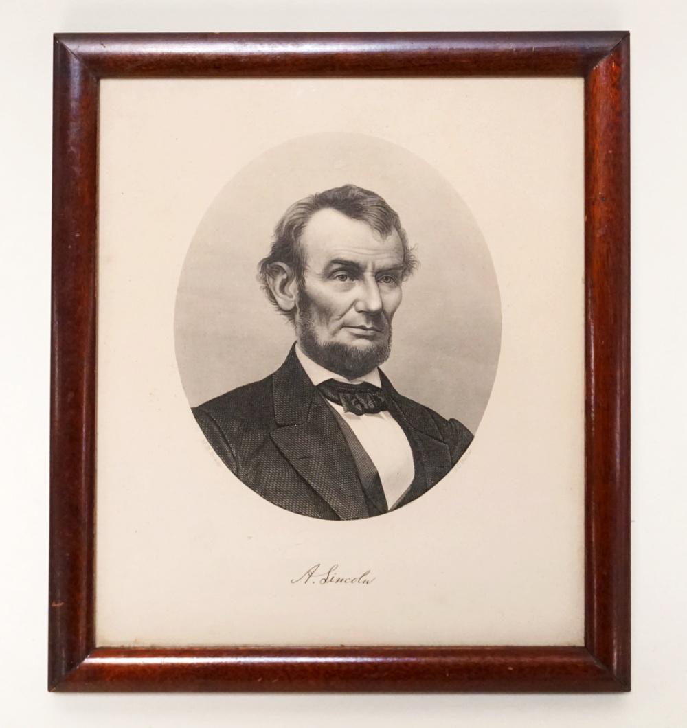 Antique Framed Lithograph Of Lincoln