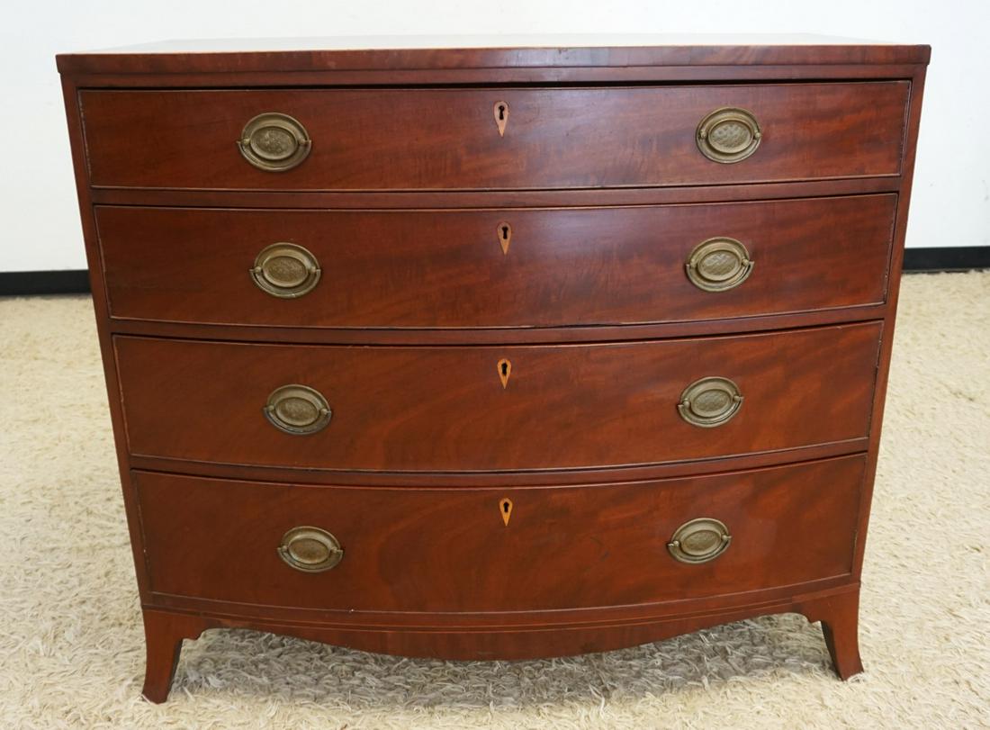 Antique Sheraton 4 Drawer Bow Front Chest