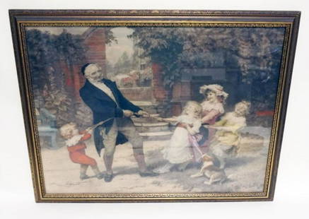 Fred Morgan 1906 "tug Of War" Lithograph