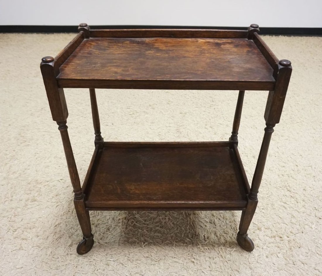 Oak Rolling Tea Cart Server
