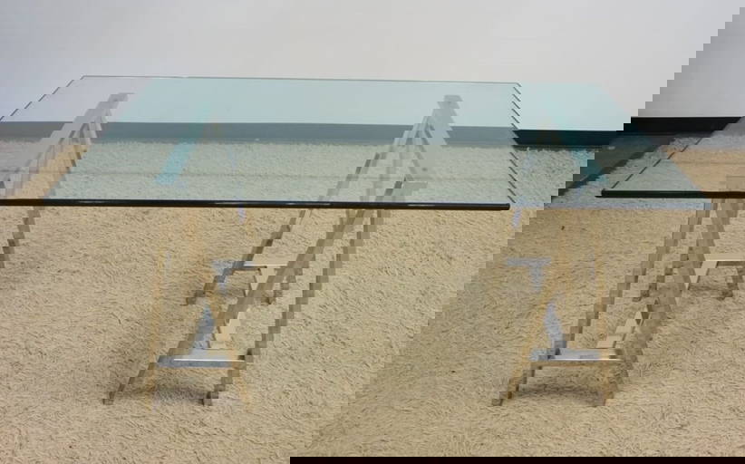 Restoration Hardware Modern Glass Top Table