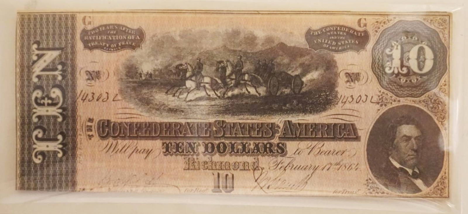 1864 Confederate States Of America Paper Note Auction
