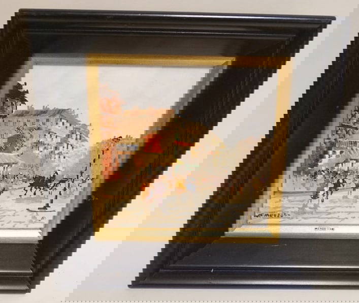 French Hand Painted Porcelain Plaque Signed Auction