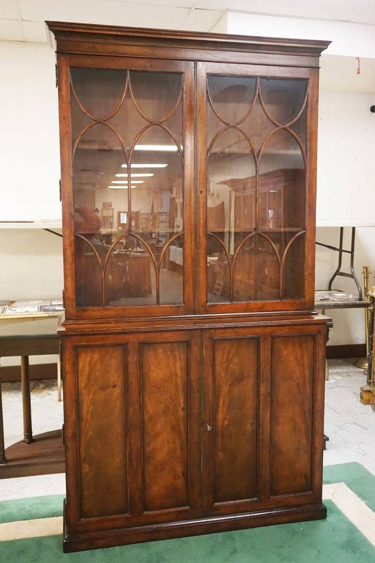 Mahogany Step Back Bookcase Top Cabinet Auction