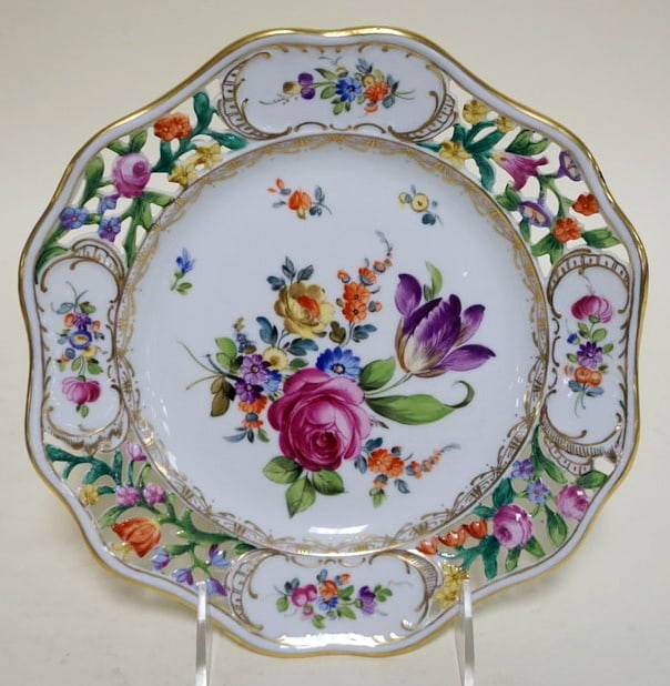 Dresden Hand Painted 9 Inch Dish Auction