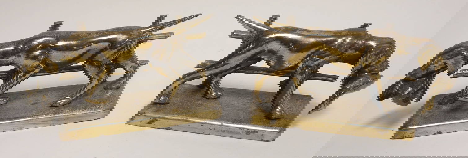 Pr Cast Metal Hunting Dog Bookends