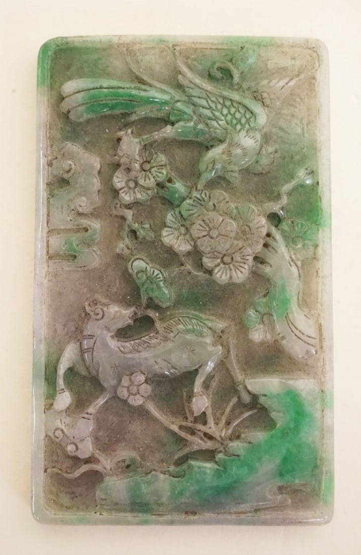 Intricately Carved Jade Panel Auction