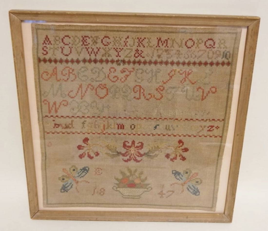 Antique Framed Sampler Dated 1847 Auction