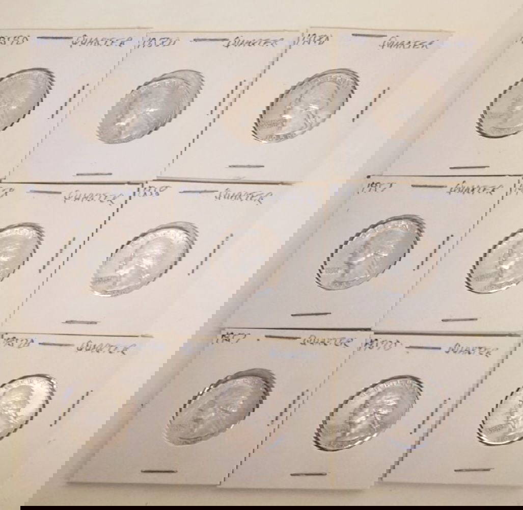 Group Of 9 Assorted Silver Washington Quarters Auction