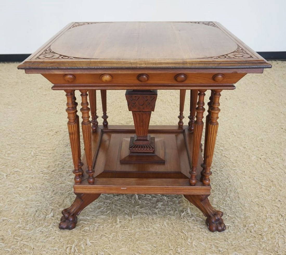 Antique Oak Parlor Lamp Table Auction