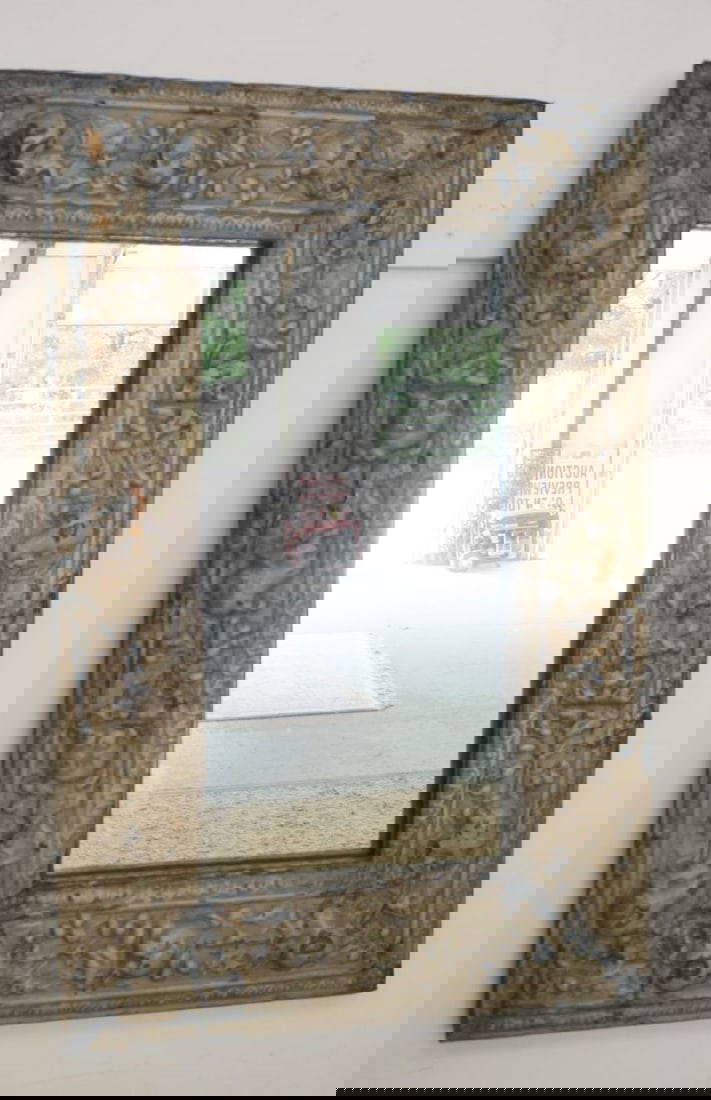 Hanging Mirror In Embossed Metal Frame - Jun 20, 2025 | Dennis Auction ...