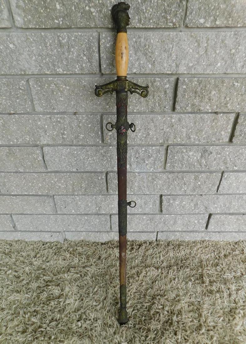 91. Masonic Templar Knights Sword Cane-19th Century-Bla