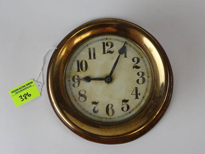 Antique Brass Mounted Ship's Clock