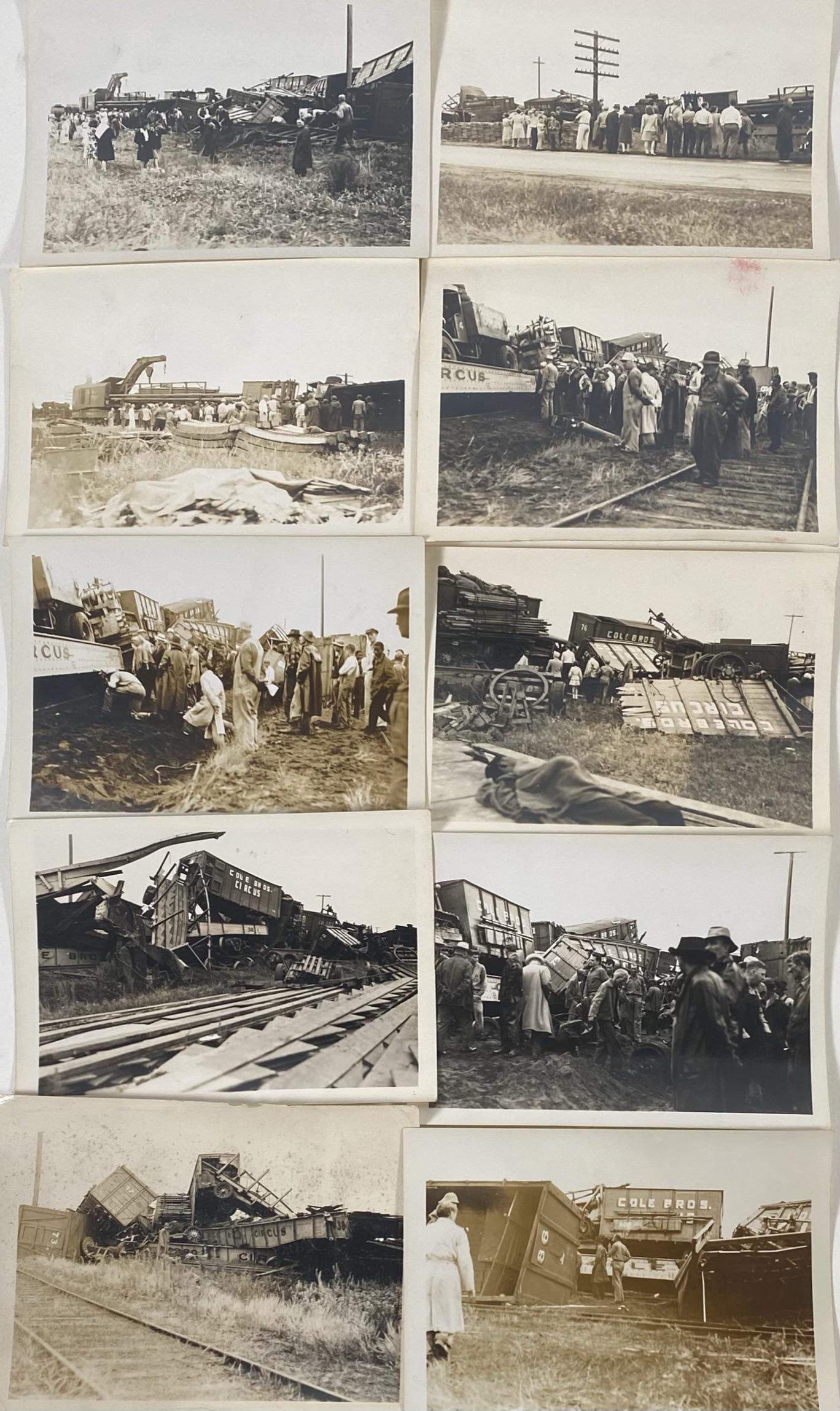 Cole Bros. Circus Train Wreck Photographs