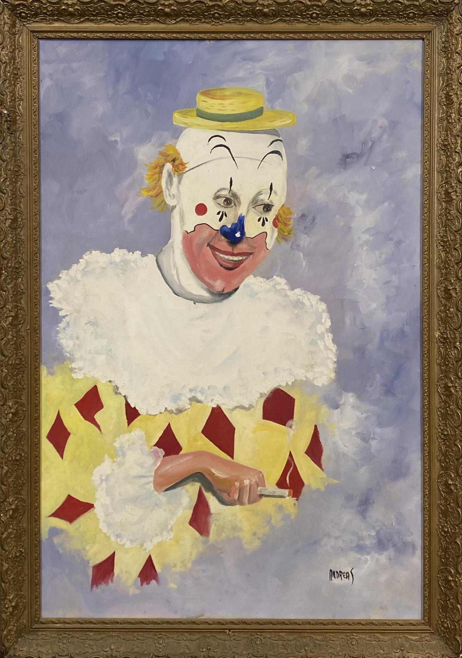 CANVAS OIL PAINTING OF SMOKING CLOWN - Jul 31, 2021 | Freedom Auction ...