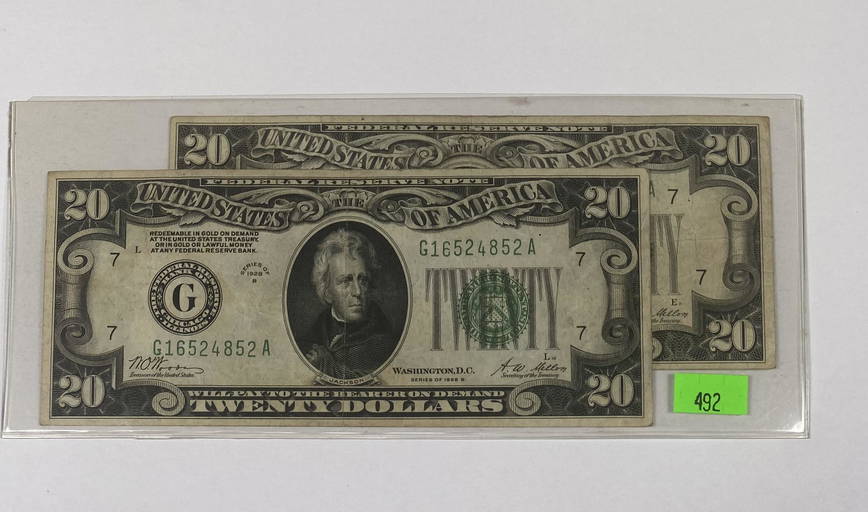1928 U.S. $20 FEDERAL RESERVE NOTES - Jun 24, 2022 | Freedom Auction ...