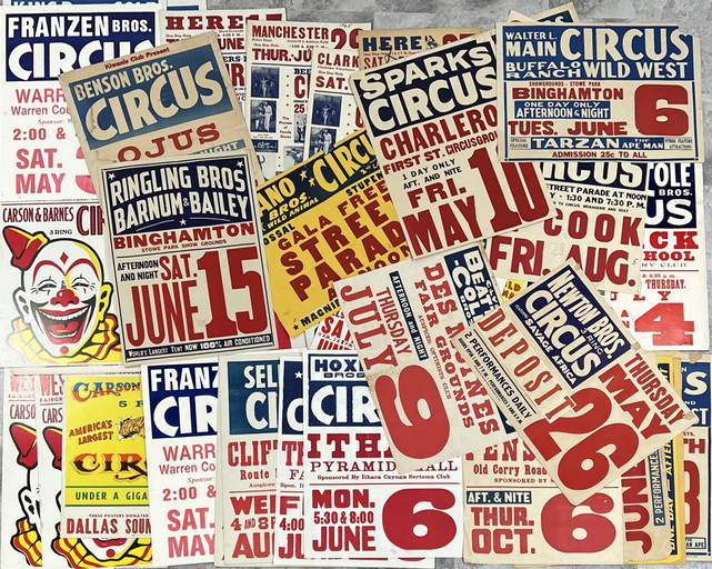 COLLECTION OF LARGE CIRCUS WINDOW CARDS (#1010) on Aug 06, 2022 ...