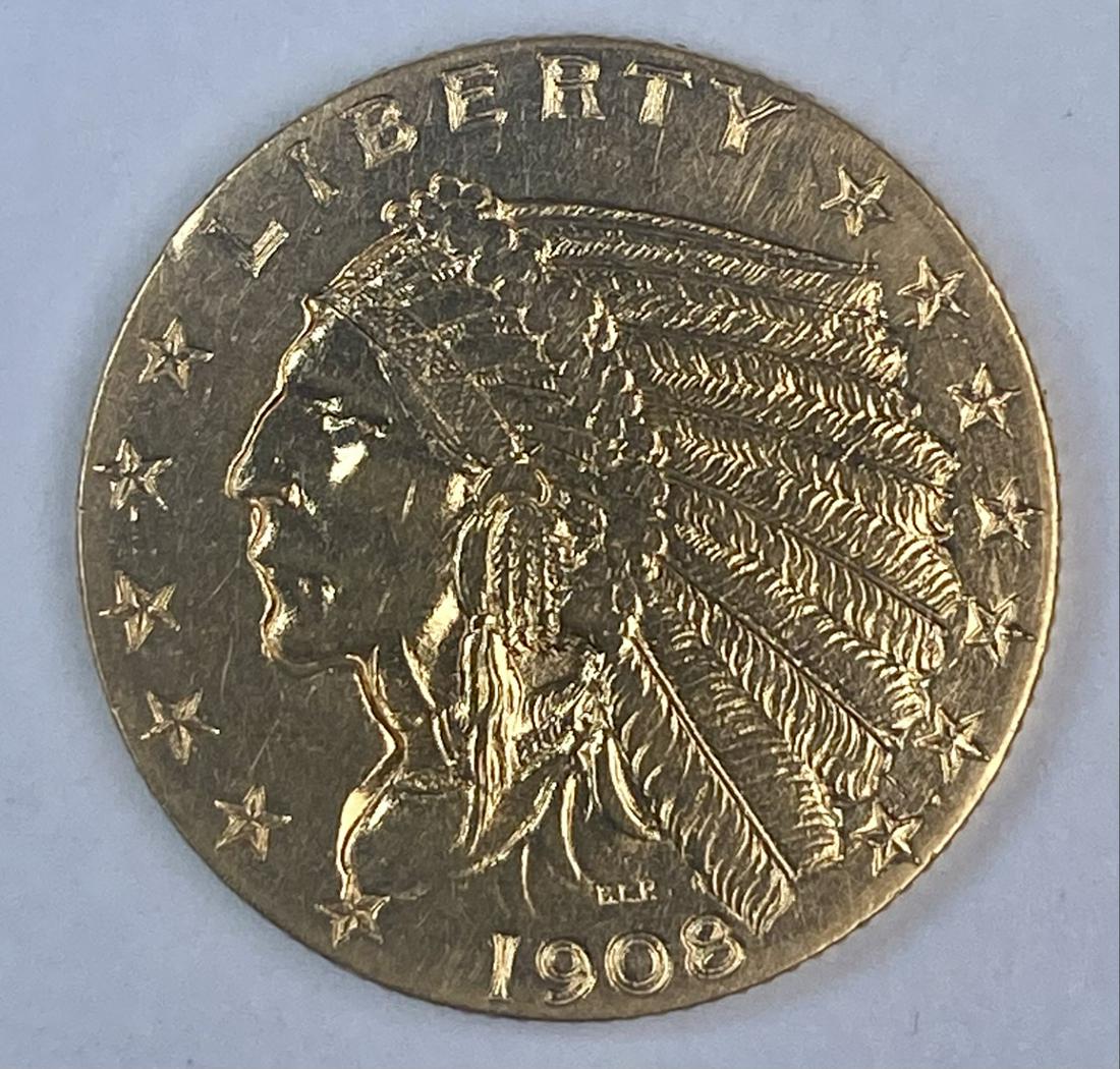 1908 U.s. $2.5 Gold Indian Coin