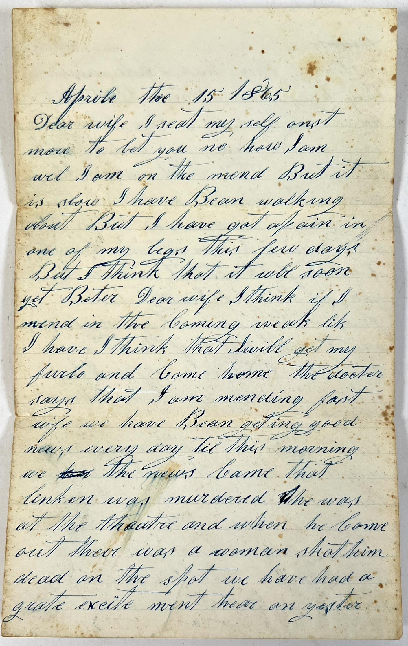 Abraham Lincoln Assassination Letter Auction