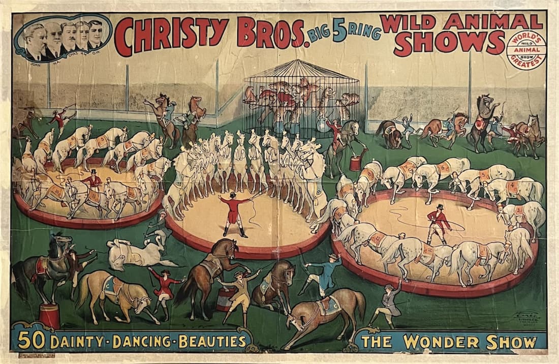 Christy Bros Big 5 Ring Circus Poster Auction