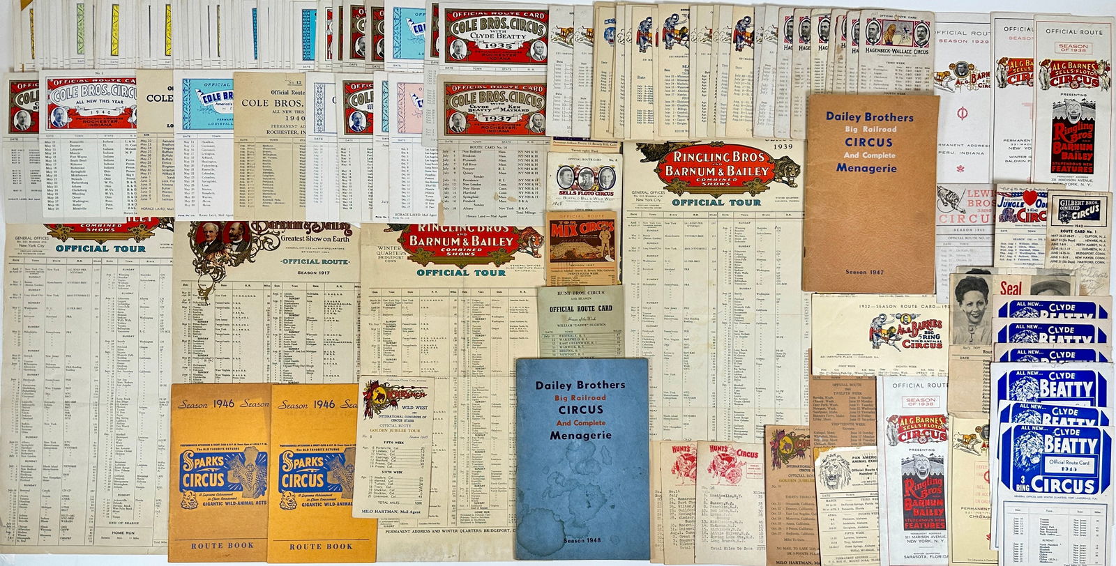 Collection Of Circus Route Books And Cards Auction