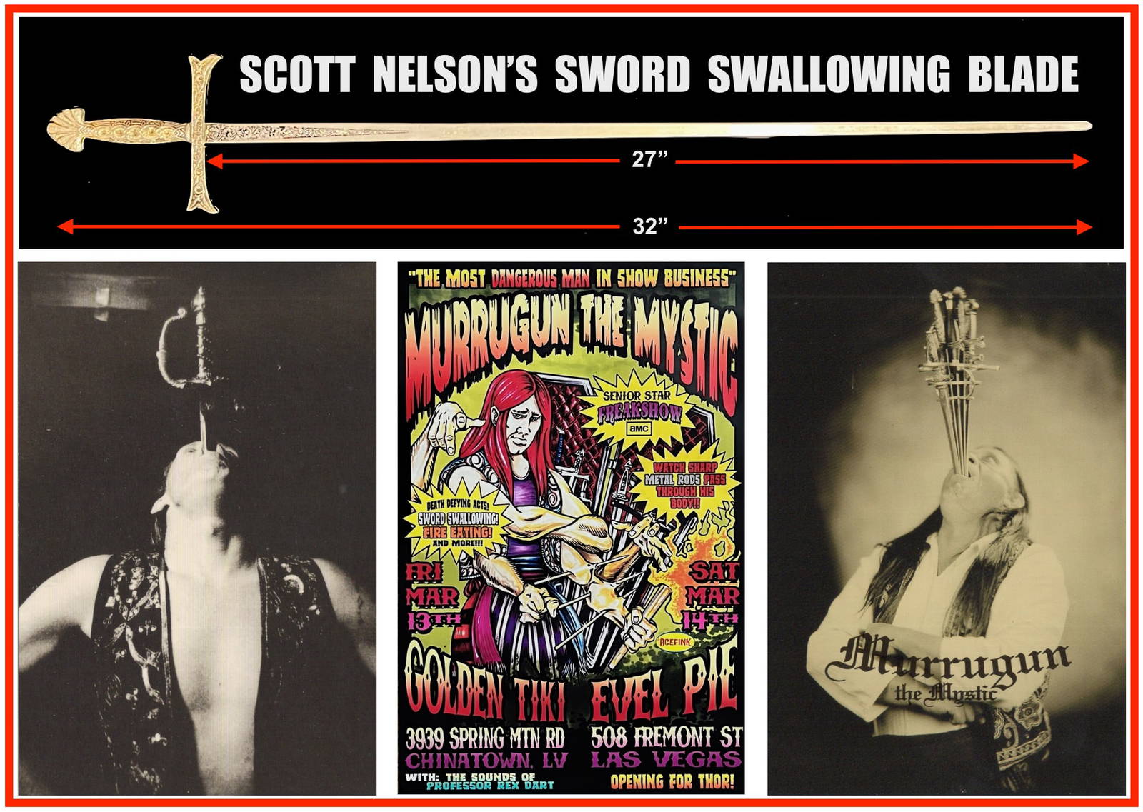 Side Show Sword Swallower Scott Nelson Authentic Sword Auction