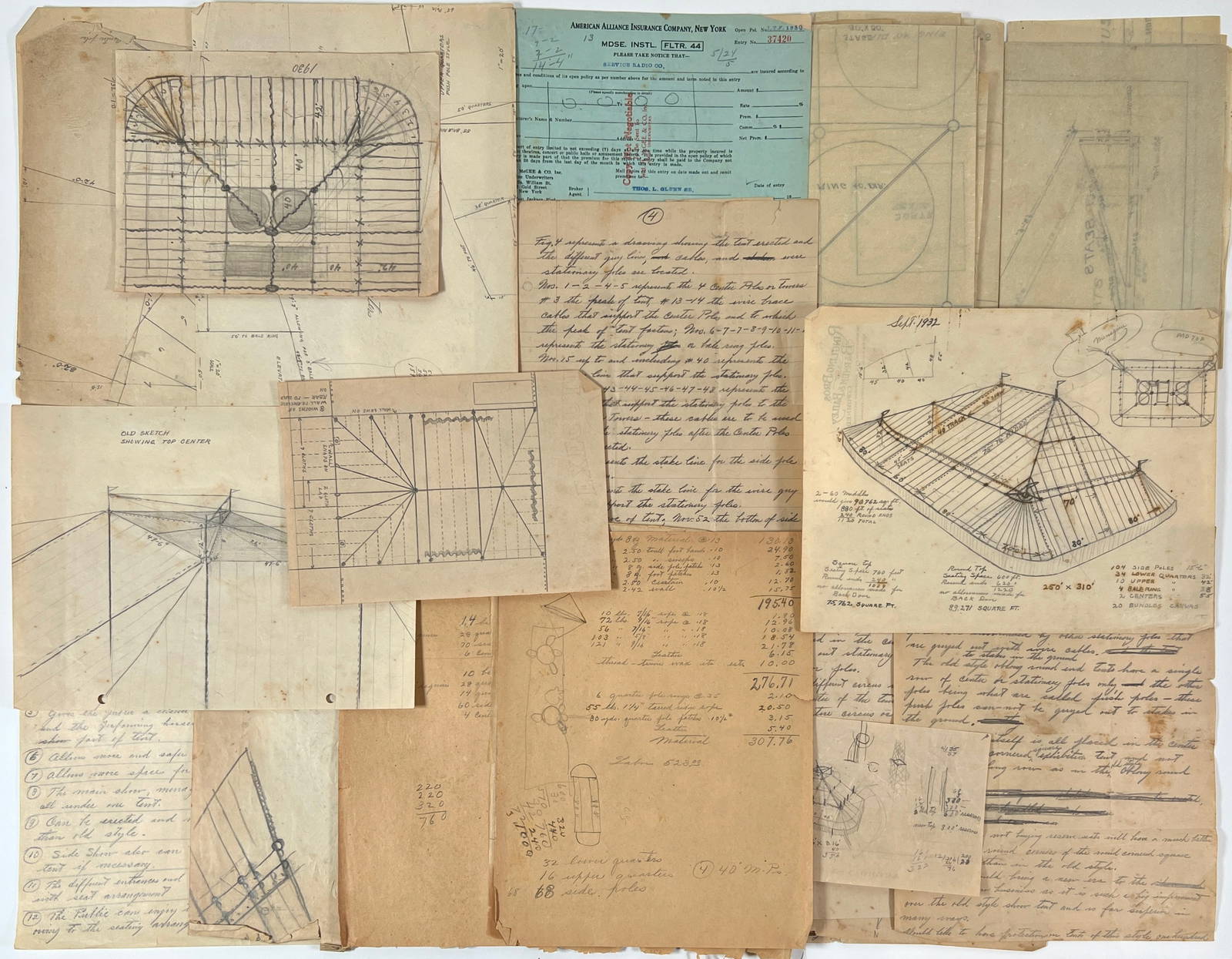 Rare - William Hobson Circus Square Tent Design Auction