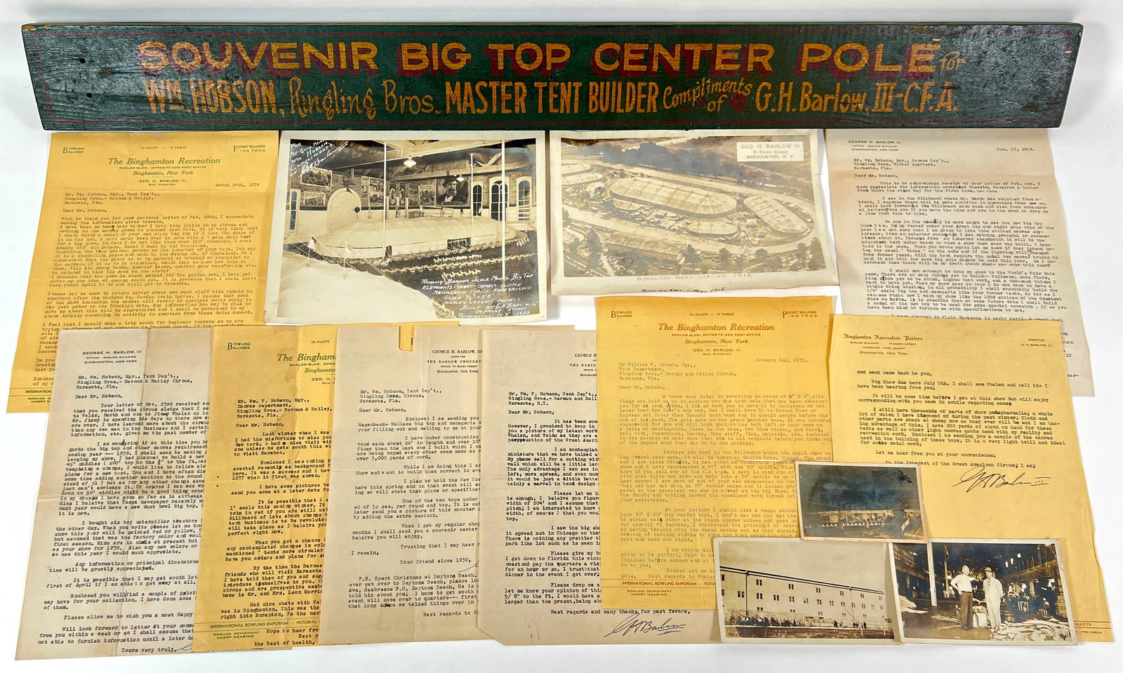 William Hobson - Geo. Barlow Circus Tents Auction