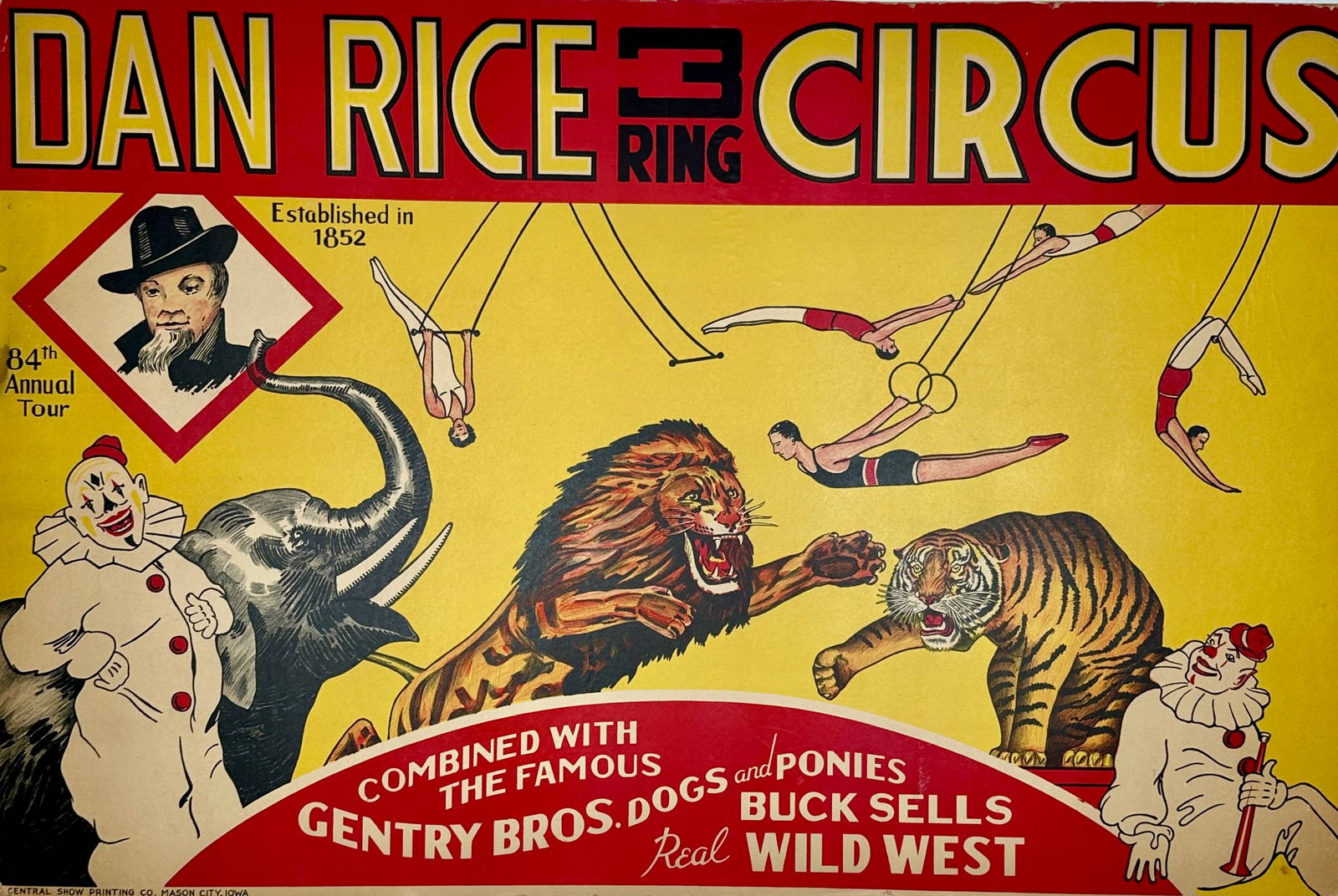 Dan Rice 3 Ring Circus Poster Auction