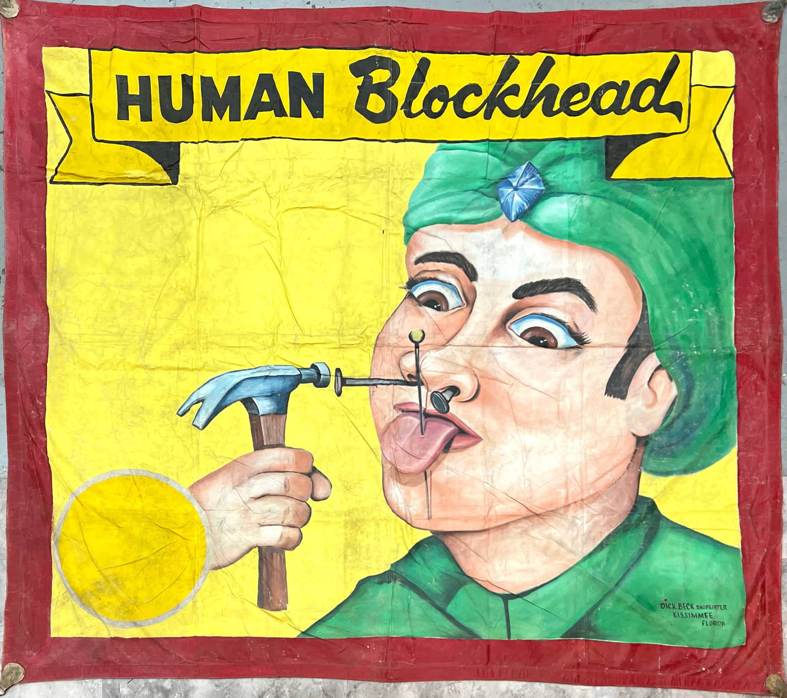 Sideshow Banner - Human Blockhead - Dick Beck Auction