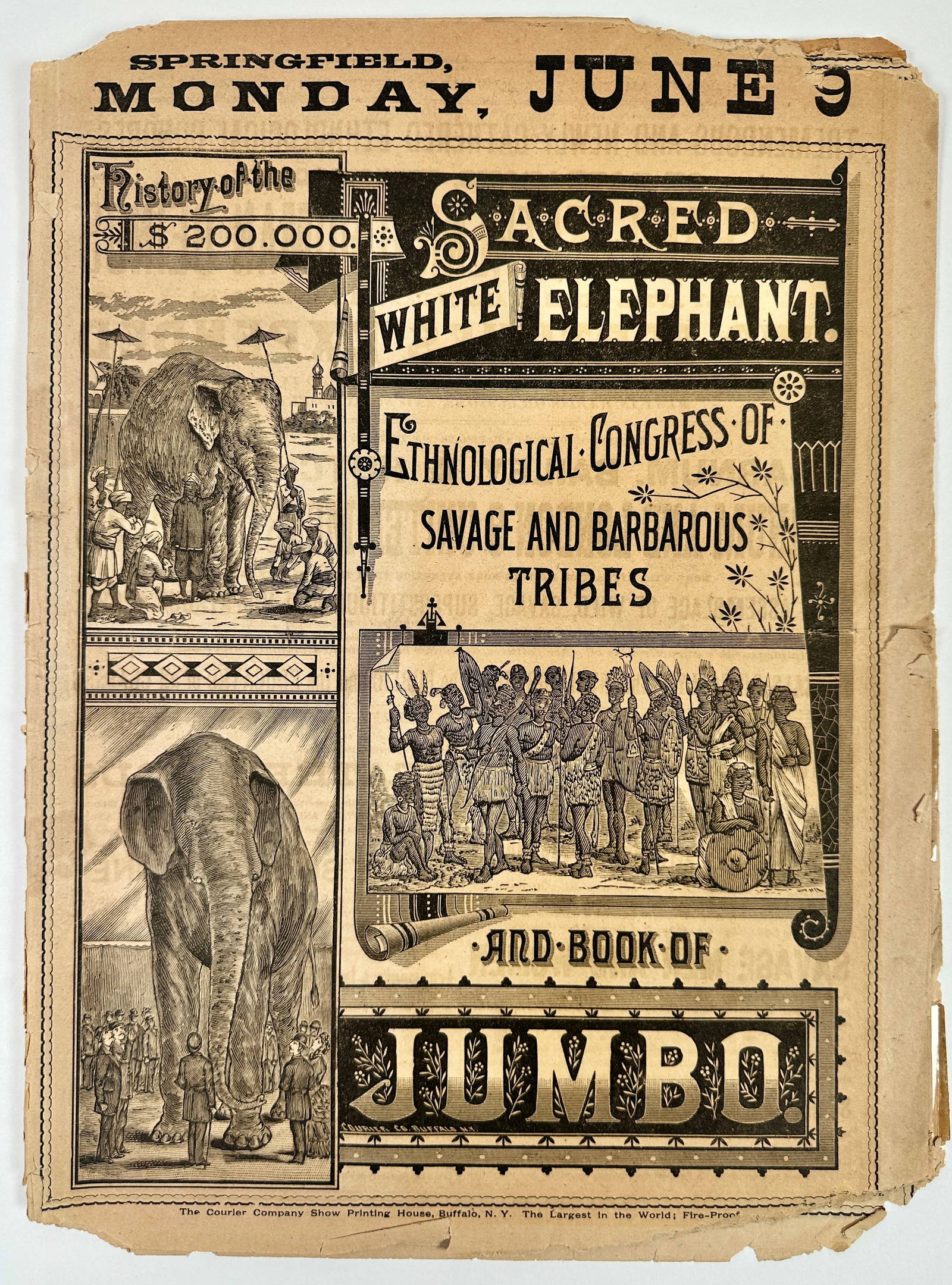 1884 Barnum's Sacred White Elephant - Jumbo Courier Auction