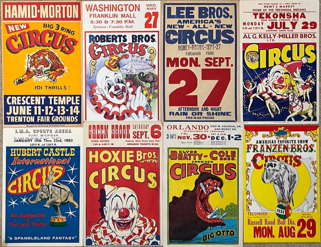 Gigantic Assortment Of Original Circus Window Cards Auction