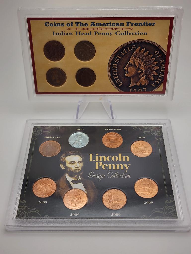 Lot Of 2 Indian Head Penny Collection & Lincoln Penny Design Collection