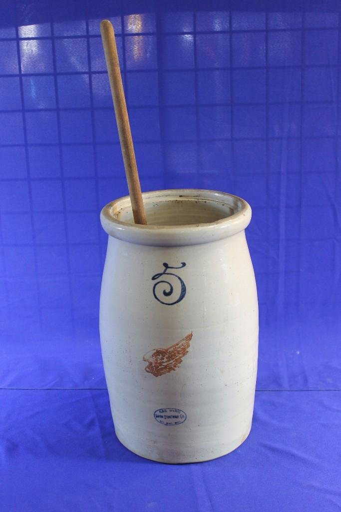 Red Wing 5 Gallon Stoneware Crock Butter Churn w/ Red Wing 5 Gallon Stoneware Crock Butter Churn w/