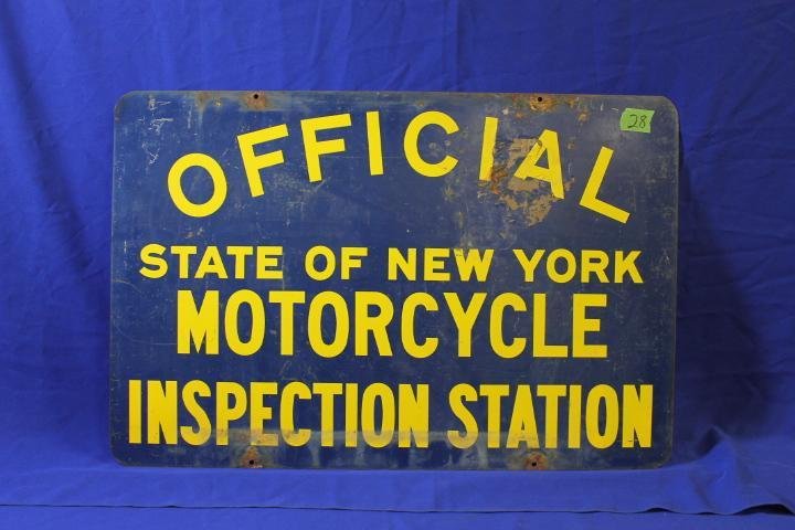 New York Motorcycle Inspection Metal Sign - 36" x 24"