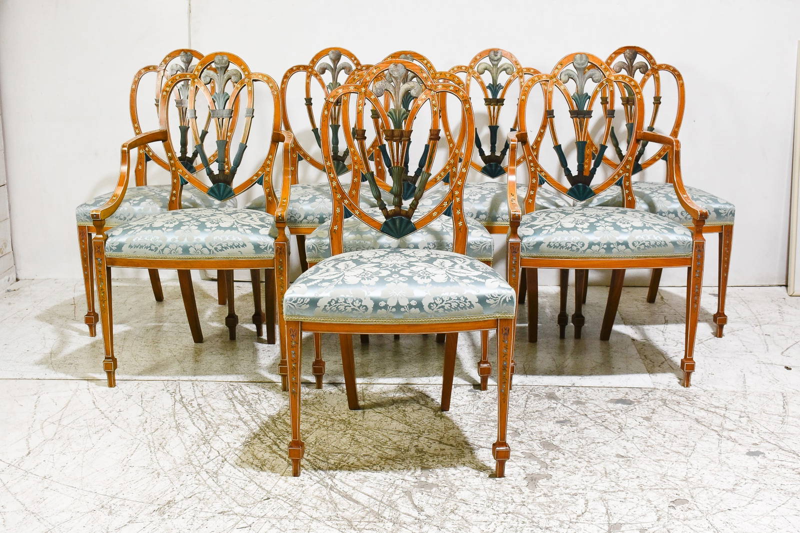 Set Of Eight George Iii Style Painted Satinwood Dining Chairs Auction