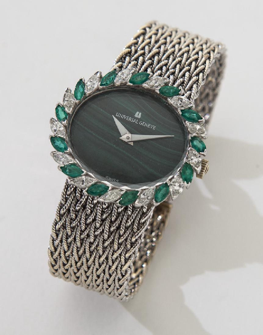 Universal 18k Gold, Diamond And Emerald Watch