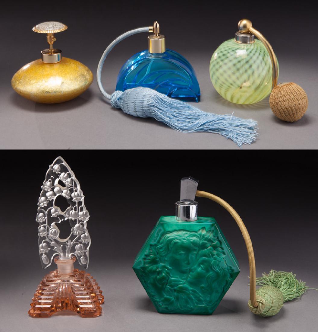 (5) Glass perfume bottles,