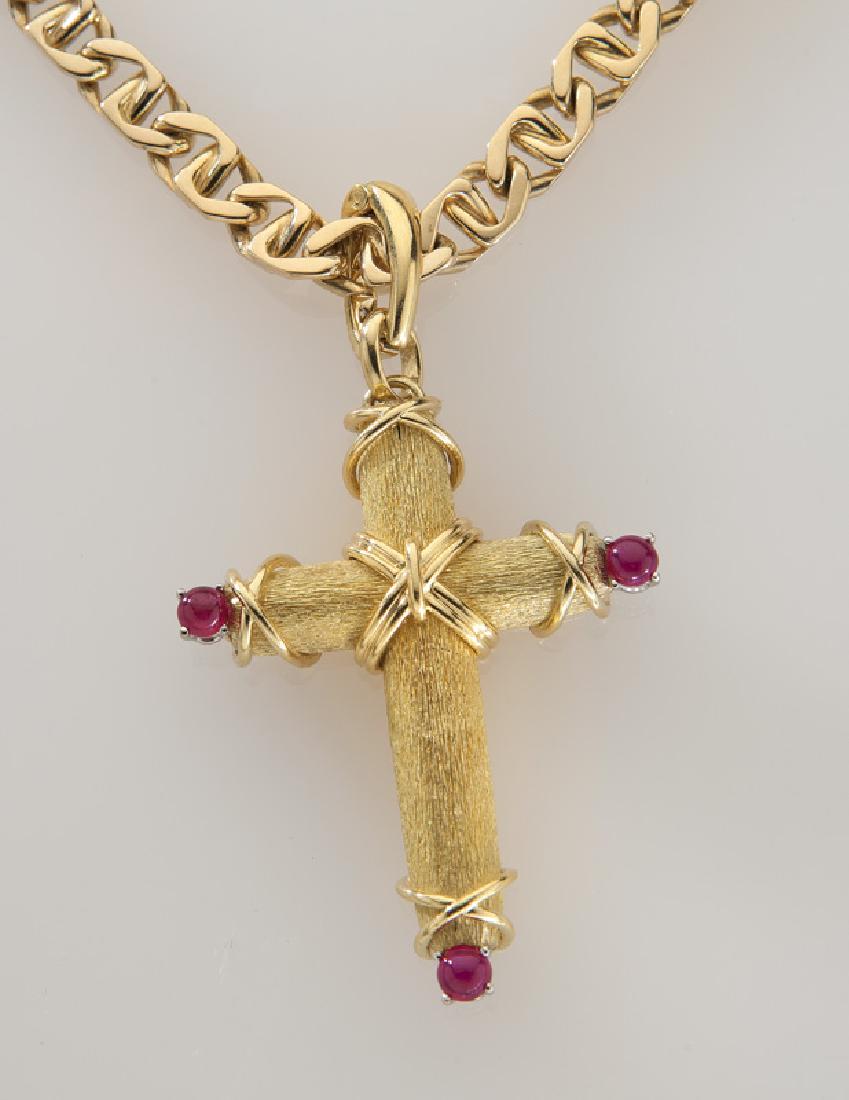 Tiffany & Co. 18K gold and ruby cross pendant
