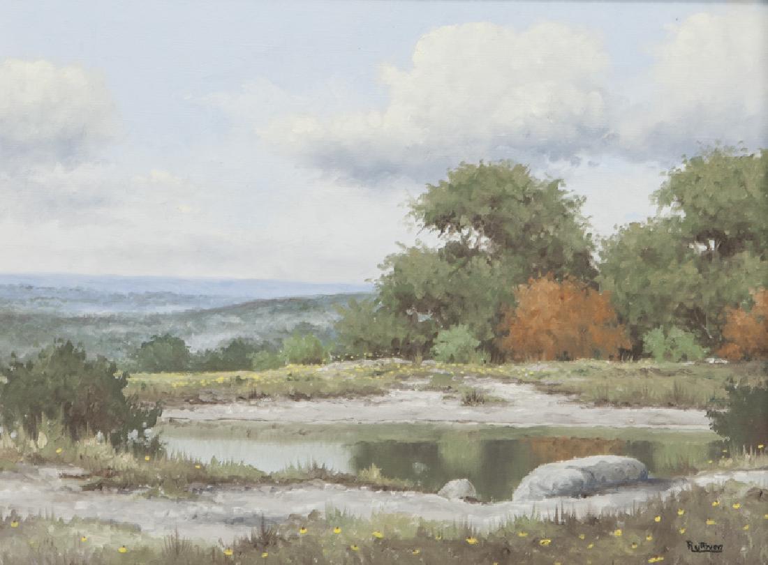 Jerry Ruthven "Texas Hill Country" oil on canvas.
