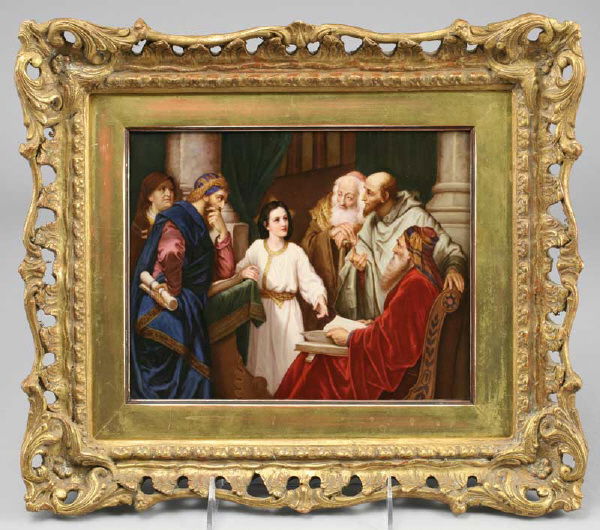 100: KPM plaque of Jesus and scribes in the temple.