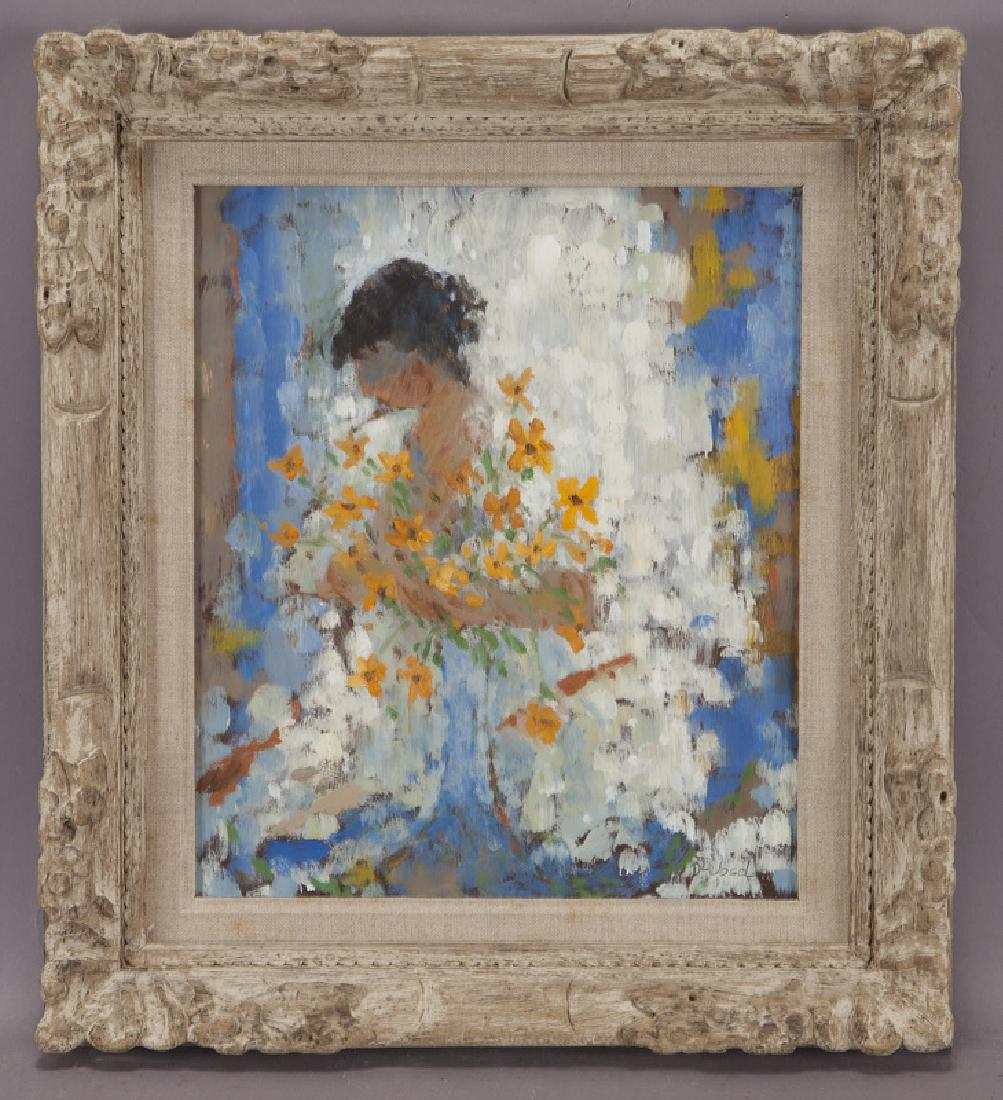 Donald Vogel "Untitled (Woman with flowers)" oil