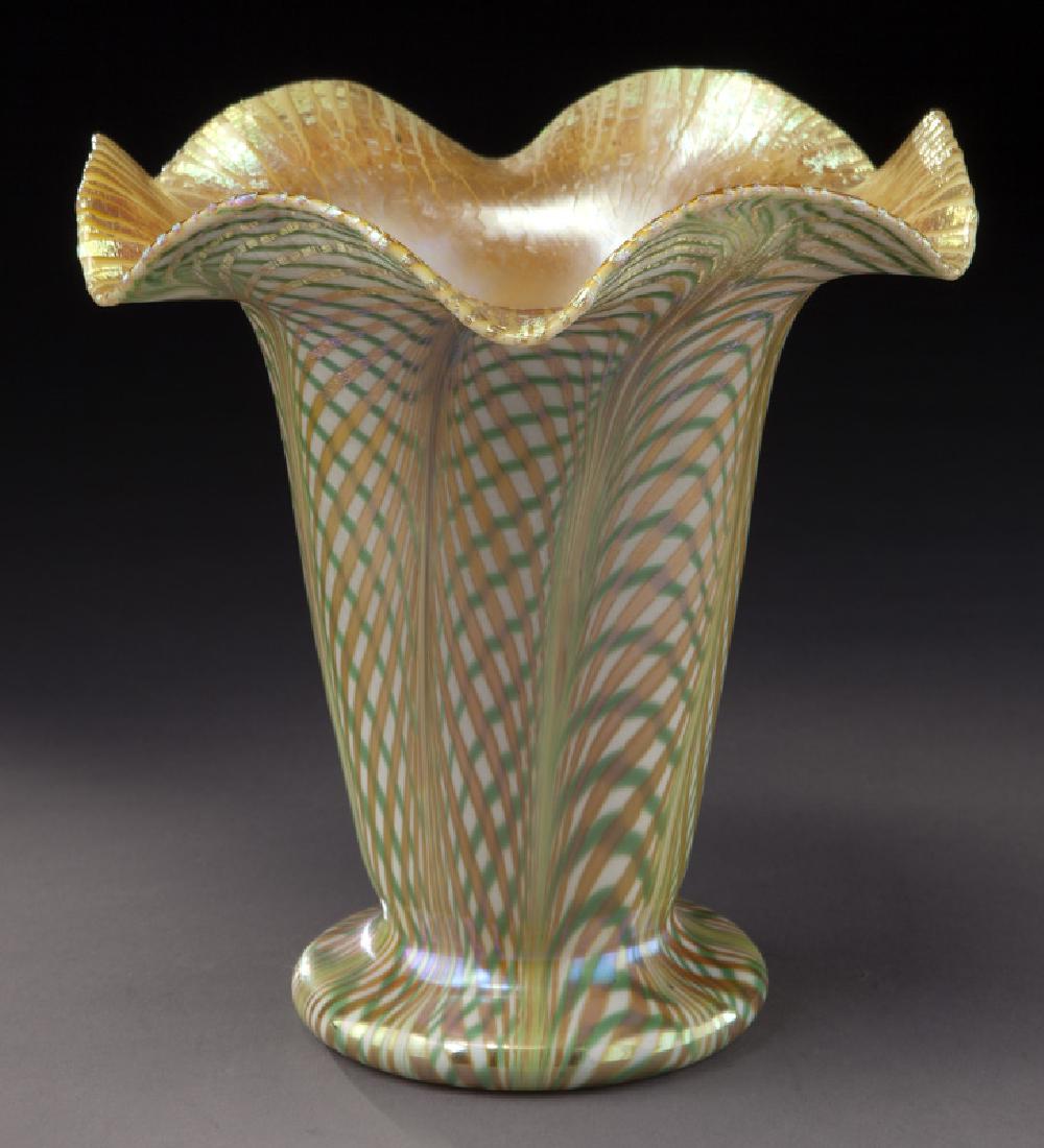 Quezal art glass vase
