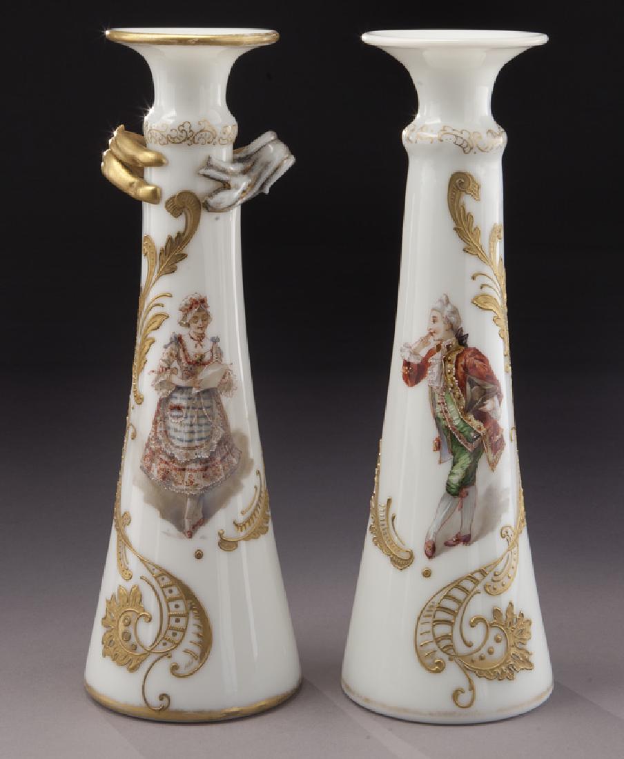 (2) Mt. Washington Colonial Ware trumpet vases