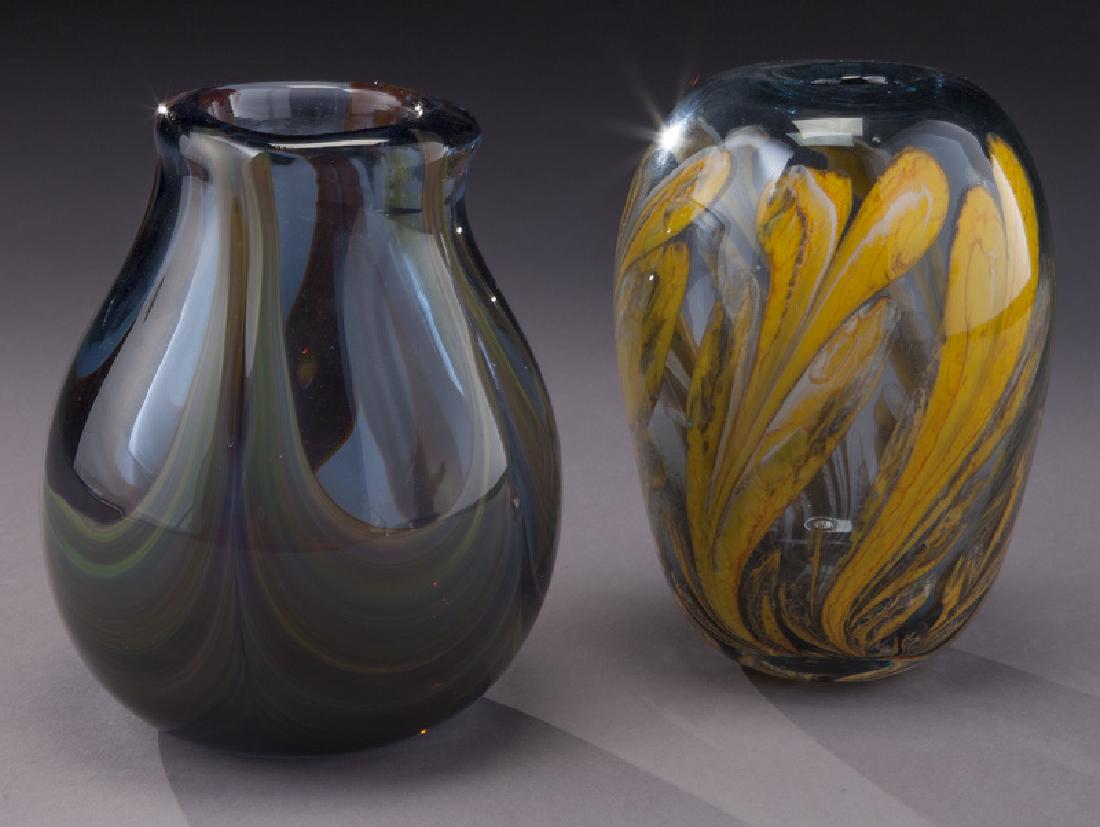(2) Dominick Labino glass vases,